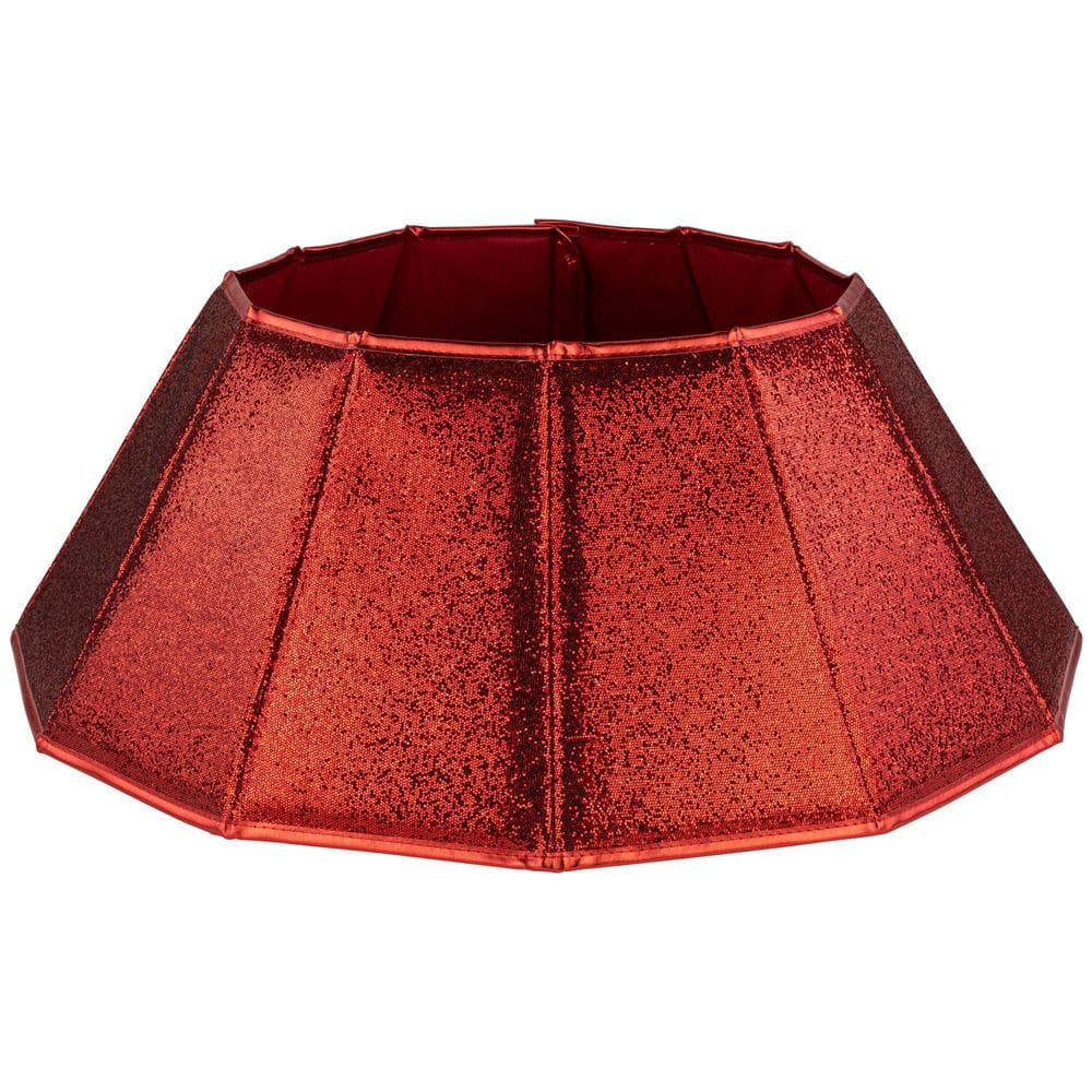 Northlight 26 in. Glittery Red Fabric Hexagonal Christmas Tree Collar ...