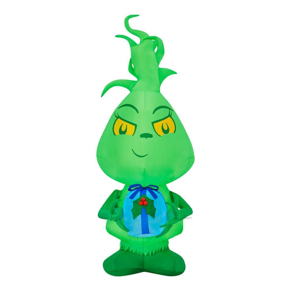 Dr. Seuss 4 ft Little Grinch Holding Present Holiday Inflatable ...