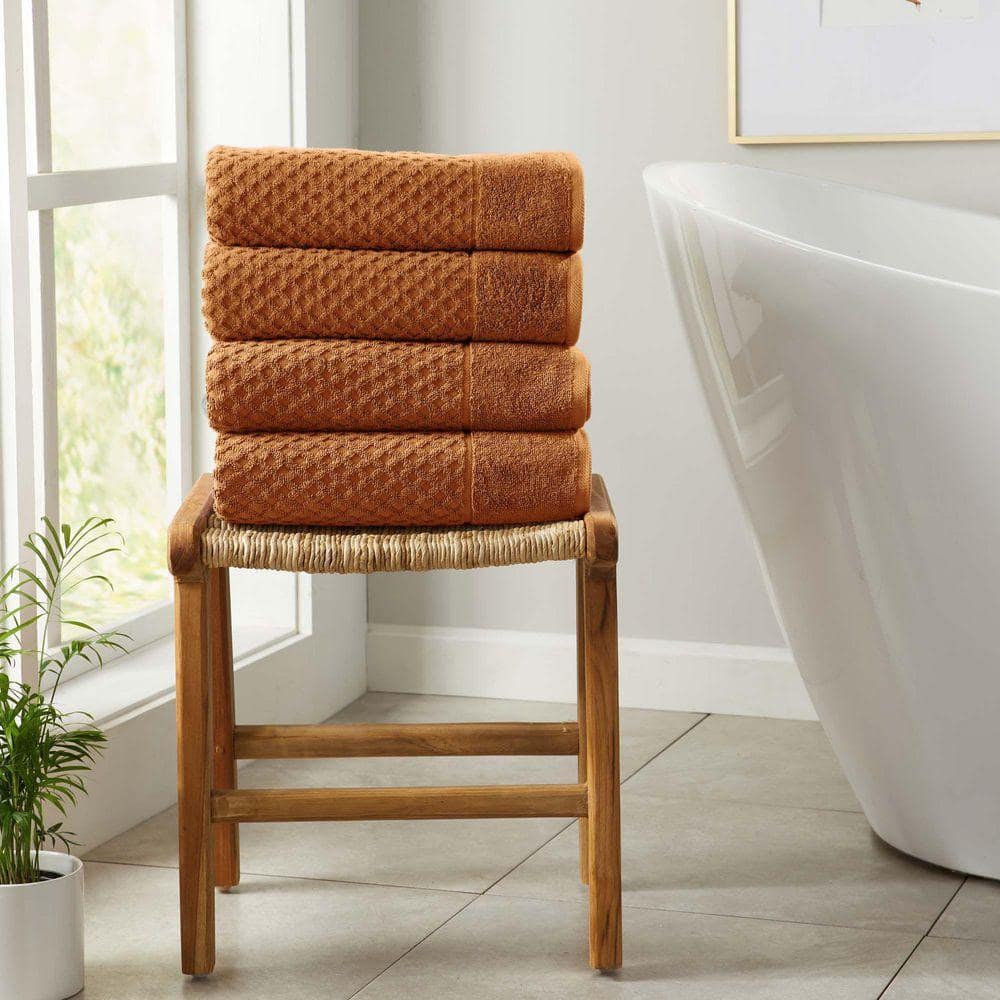 FRESHFOLDS Copper Ultra-Soft 100% Cotton Diamond Waffle 4-Pack Bath ...