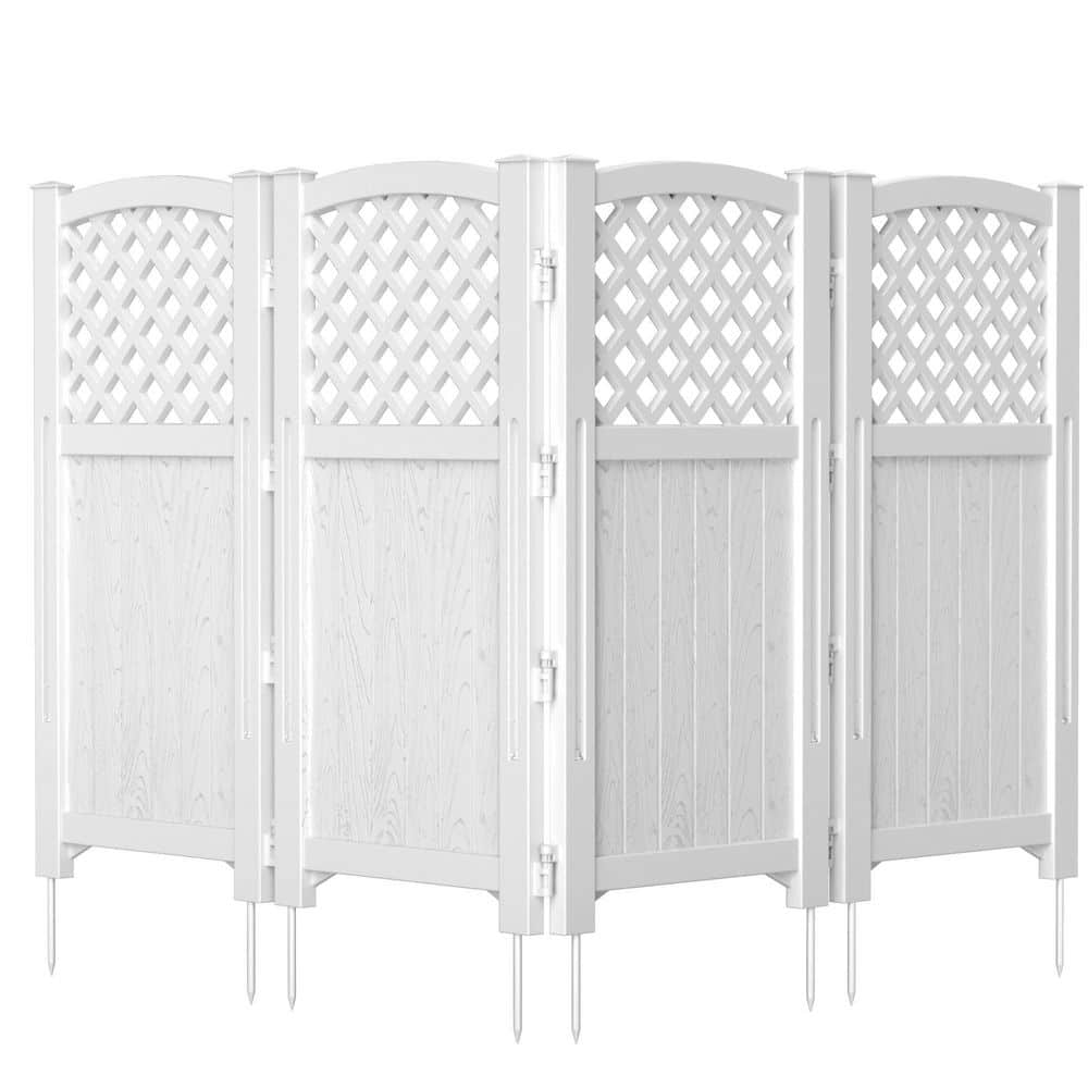 Tozey 49.5 in. Polypropylene Garden Fence Privacy Screen with Ground ...