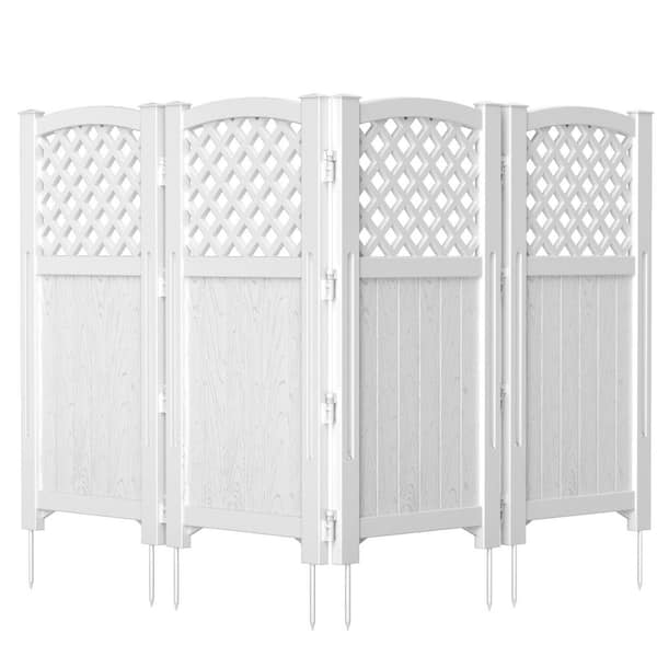 Tozey 49.5 in. Polypropylene Garden Fence Privacy Screen with Ground ...