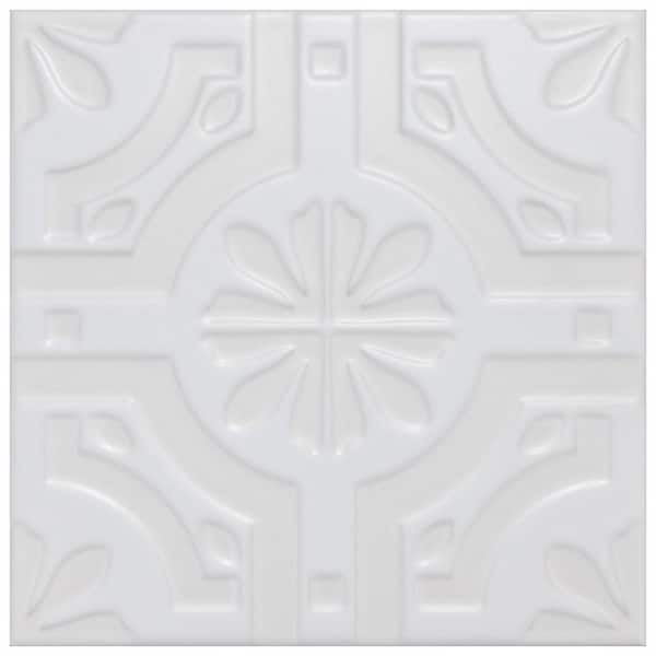 Merola Tile EAN Triplex Real White 7-3/4 in. x 7-3/4 in. Ceramic Wall ...