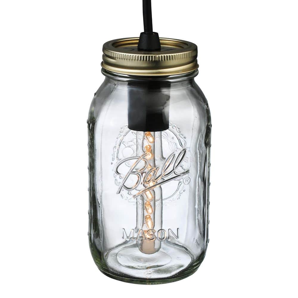 MEYDA Mason Jar 40 Watt 1 Light Textured Black Single Mini Pendant ...