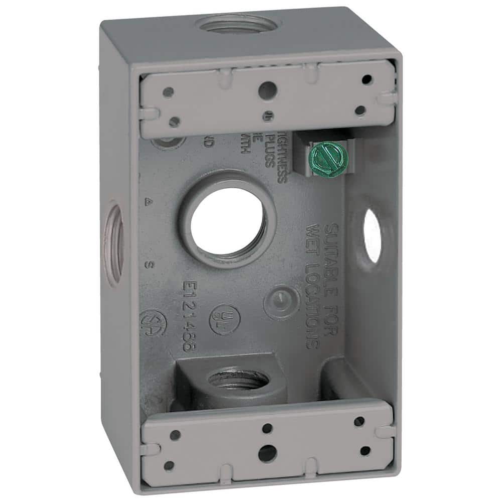 Commercial Electric 1-Gang Metal Weatherproof Side Entry Electrical ...