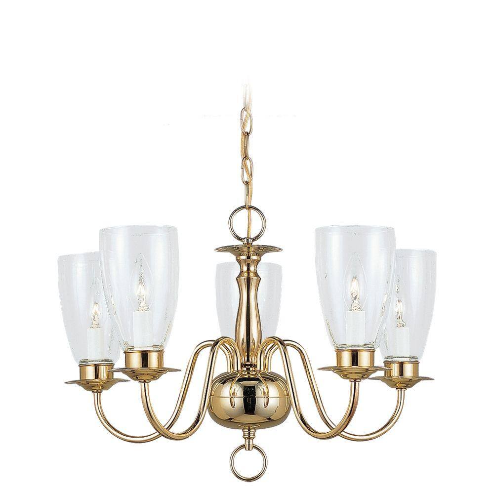 Generation Lighting Traditional 5-Light Single Tier Polished Brass ...
