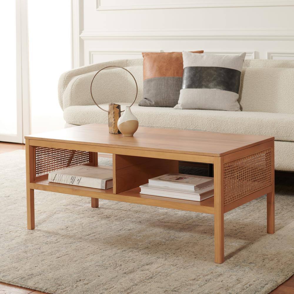 SAFAVIEH Miya 42 in. Natural Rectangle Wood Coffee Table COF5002A - The ...