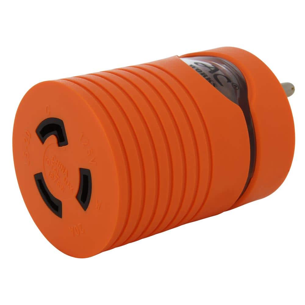 AC WORKS 15 Amp Plug to Locking 20 Amp L5-20R Female Connector ...