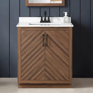 Glacier Bay Huckleberry 48 in. Double Sink Freestanding Spiced Walnut ...