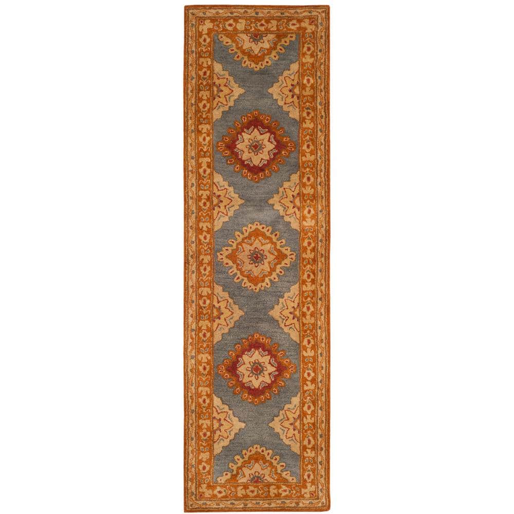 SAFAVIEH Heritage Blue/Rust 2 ft. x 10 ft. Border Runner Rug HG408A-210 ...