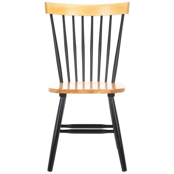 SAFAVIEH Parker Natural Black 16.3 in. Wood Dining Chair Set of 2 AMH8500N SET2