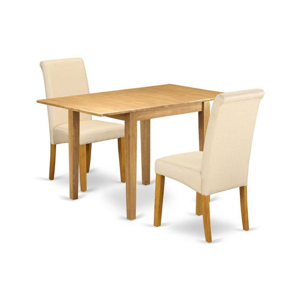 East West Furniture 3-Piece Natural Brown Oak Finish Solid Wood Top ...