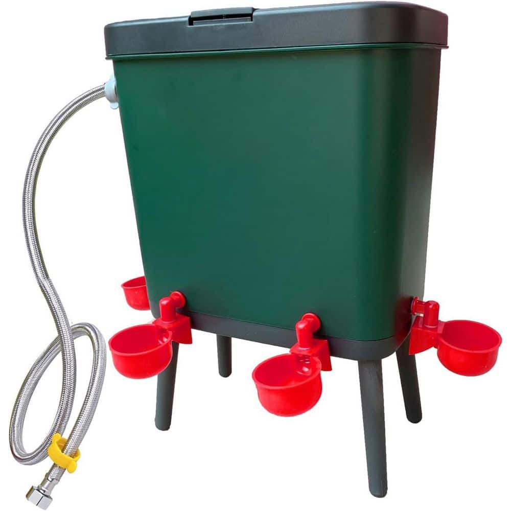 N/A 4 Gal. Automatic Chicken Waterer Self-Filling Float Controlled Poultry Feeder with Hose and ...