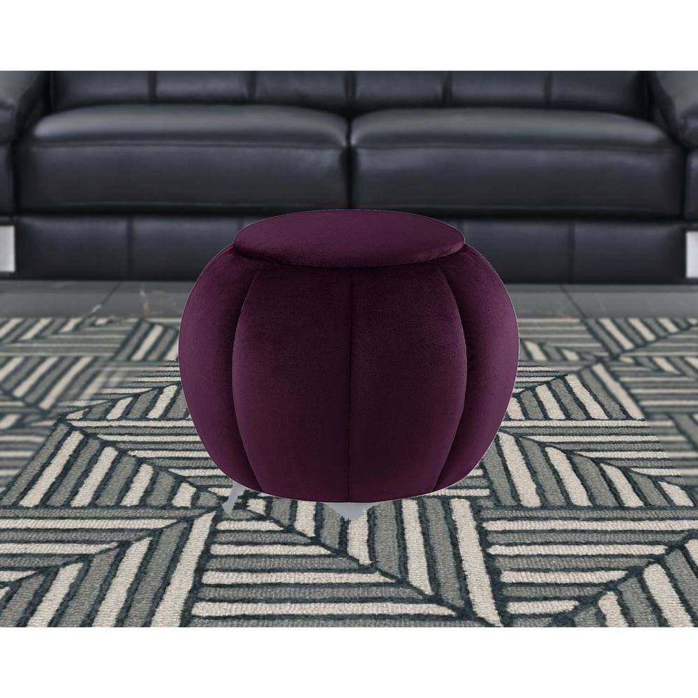 HomeRoots Purple And Silver Velvet Round Standard 20L x 20W x 16.5H ...