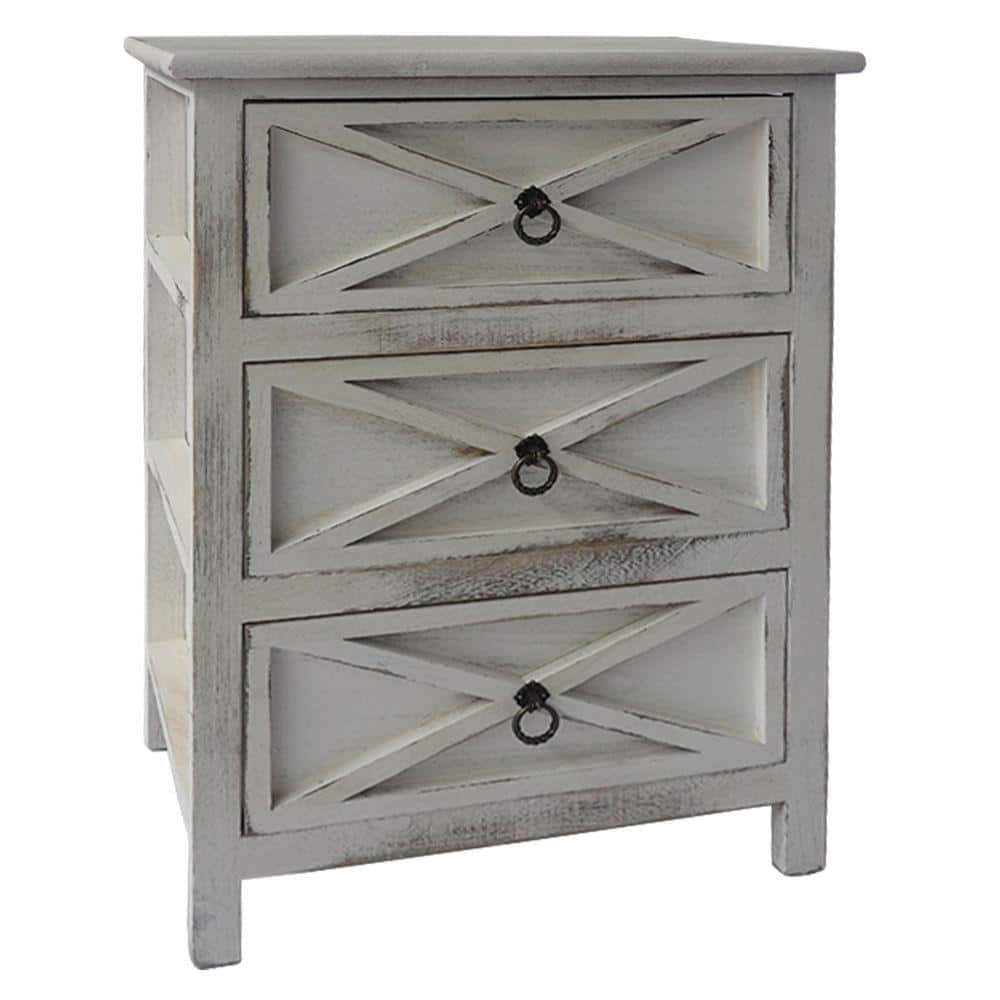 THE URBAN PORT 25.59 inches H White 3-Drawer Wooden Accent Cabinet with ...