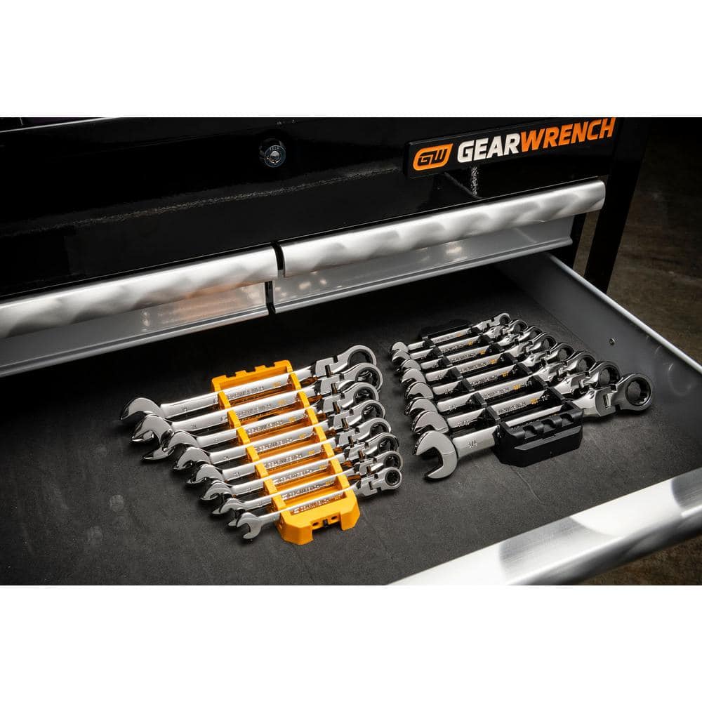 Buy Metric 90-Tooth Flex Head Combination Ratcheting Wrench Tool Set with Tray (8-Piece) Online ...