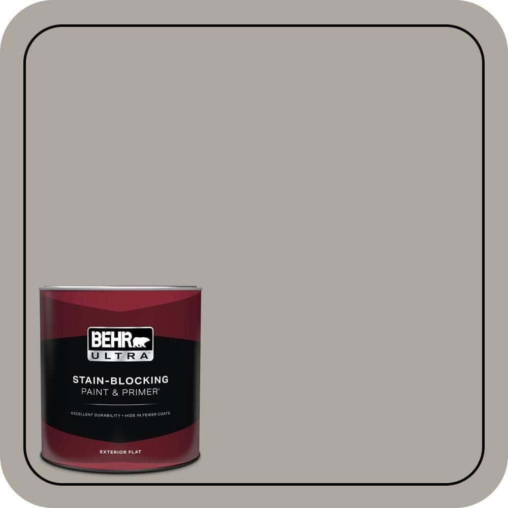 BEHR ULTRA 1 qt. #N360-3 Still Gray Flat Exterior Paint & Primer 485404 ...