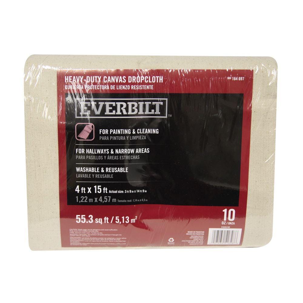 Everbilt 4 Ft x 15 Ft Heavy Duty Canvas Drop Cloth 51838/6HD - The Home ...