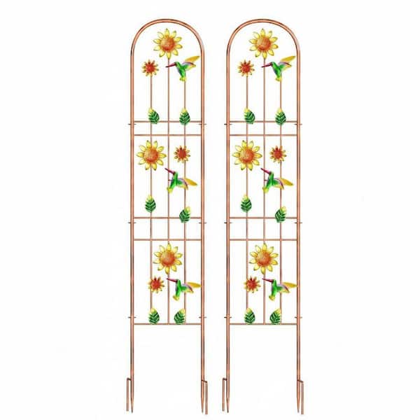 62 in. 2-Pieces Metal Garden Trellis, Arched Fence Trellis Plant ...