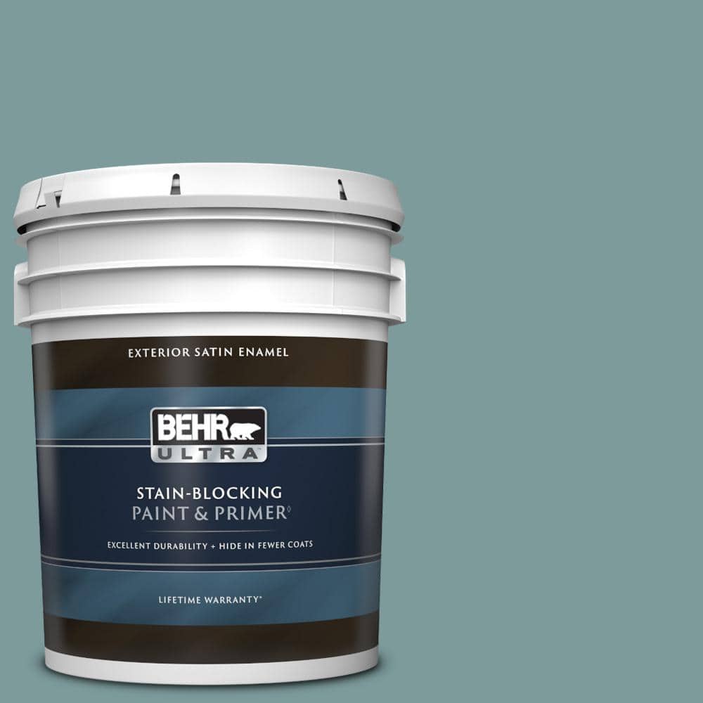 BEHR ULTRA 5 gal. #PMD-35 Blue Agave Satin Enamel Exterior Paint ...