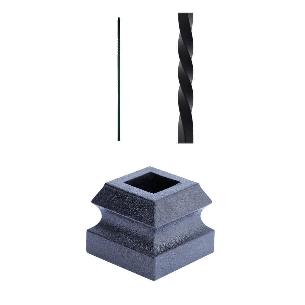 EVERMARK Stair Parts 44 in. x 1/2 in. Matte Black Iron Baluster and 1/2 ...
