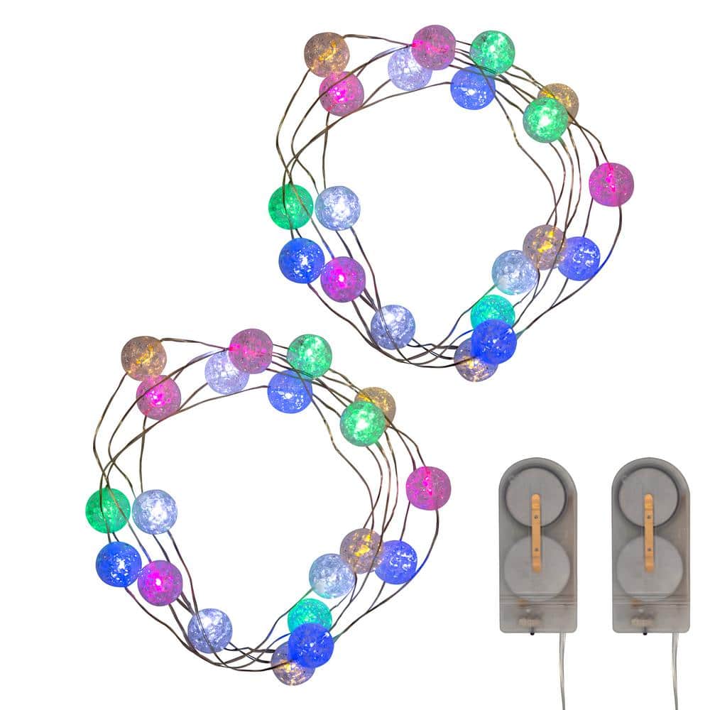 LUMABASE Battery Operated Crackle Globe String Lights, Multicolor ...