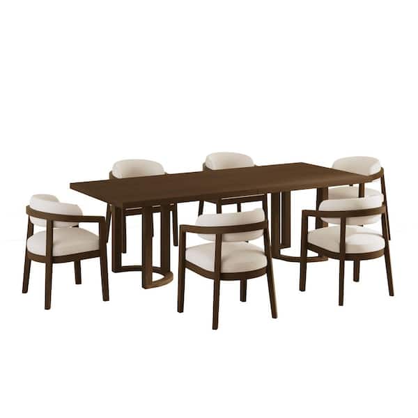 CHRISTOPHER KNIGHT HOME Martha 7-Piece Walnut plus Beige Wood Top ...