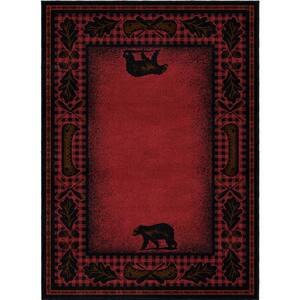 Mayberry Rug American Destination Woodlands Plaid Claret Red 5 ft. x 8 ...