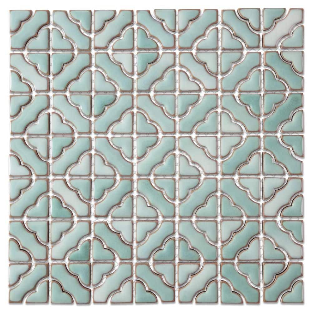 Merola Tile Hudson Tower Mint Green 6 in. x 6 in. Porcelain Mosaic Take ...