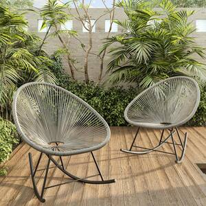 Outsunny Black Metal Outdoor Rocking Chair with Mesh Fabric and Curbed ...