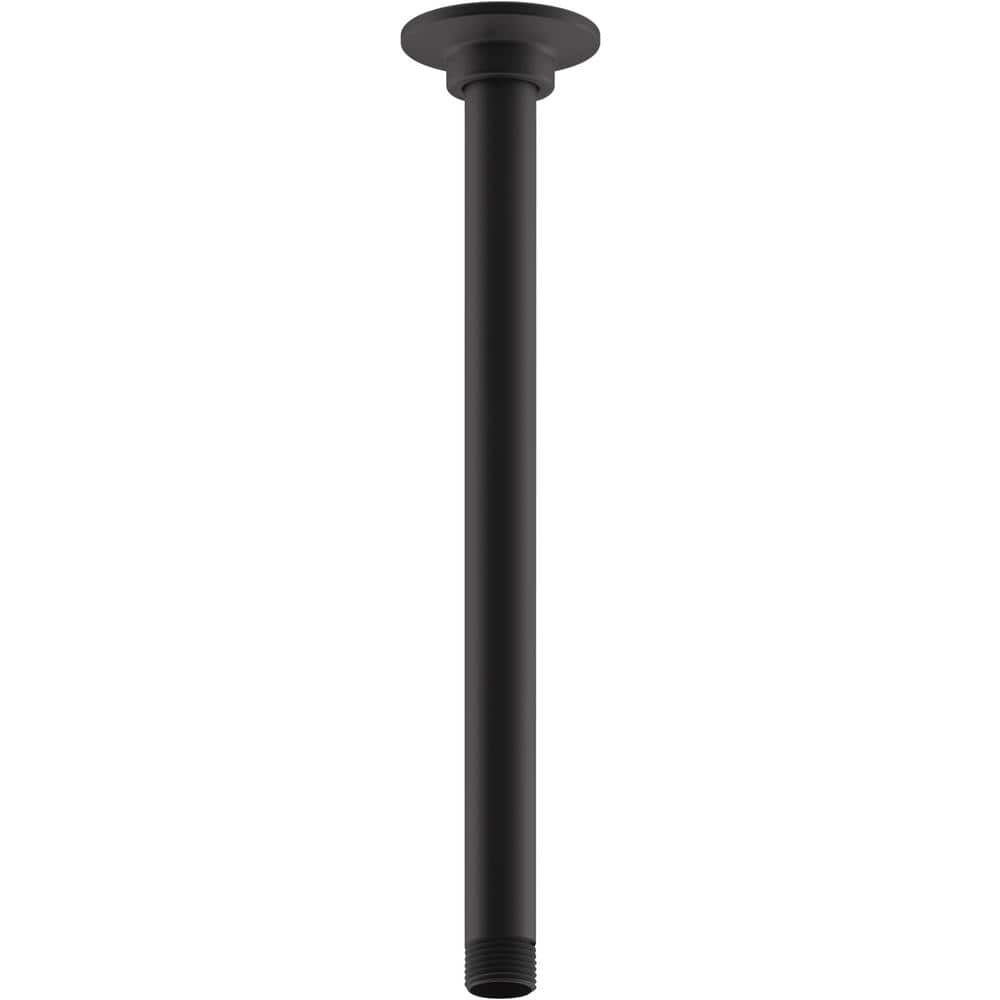 KOHLER 12 in. Ceiling Mount Rainhead Arm and Flange in Matte Black K ...