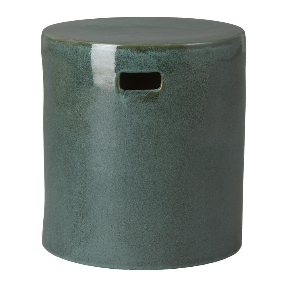 Emissary 18 in. H Glossy Glaze Green Kelp Round Ceramic Garden Stool ...