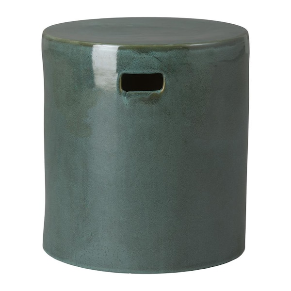 Emissary 18 in. H Glossy Glaze Green Kelp Round Ceramic Garden Stool ...