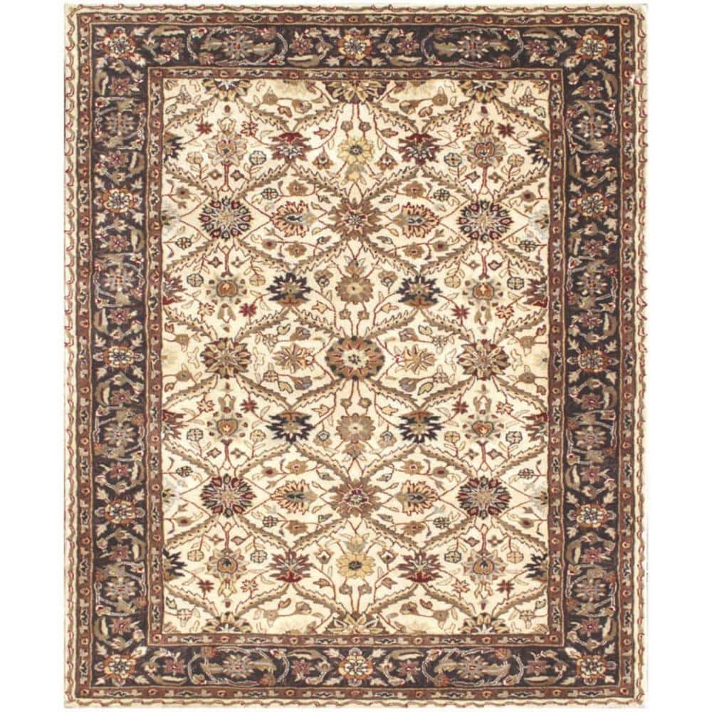 HomeRoots Ivory and Black 5 ft. x 8 ft. Oriental Area Rug 2000558175 ...