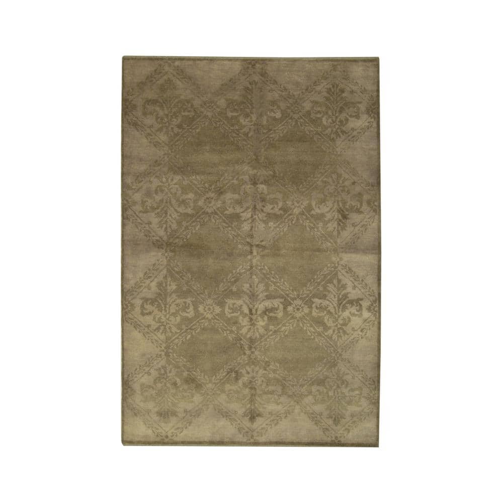 EORC Beige Handmade Wool Transitional Ningxia Rug, 12' x 16 ...