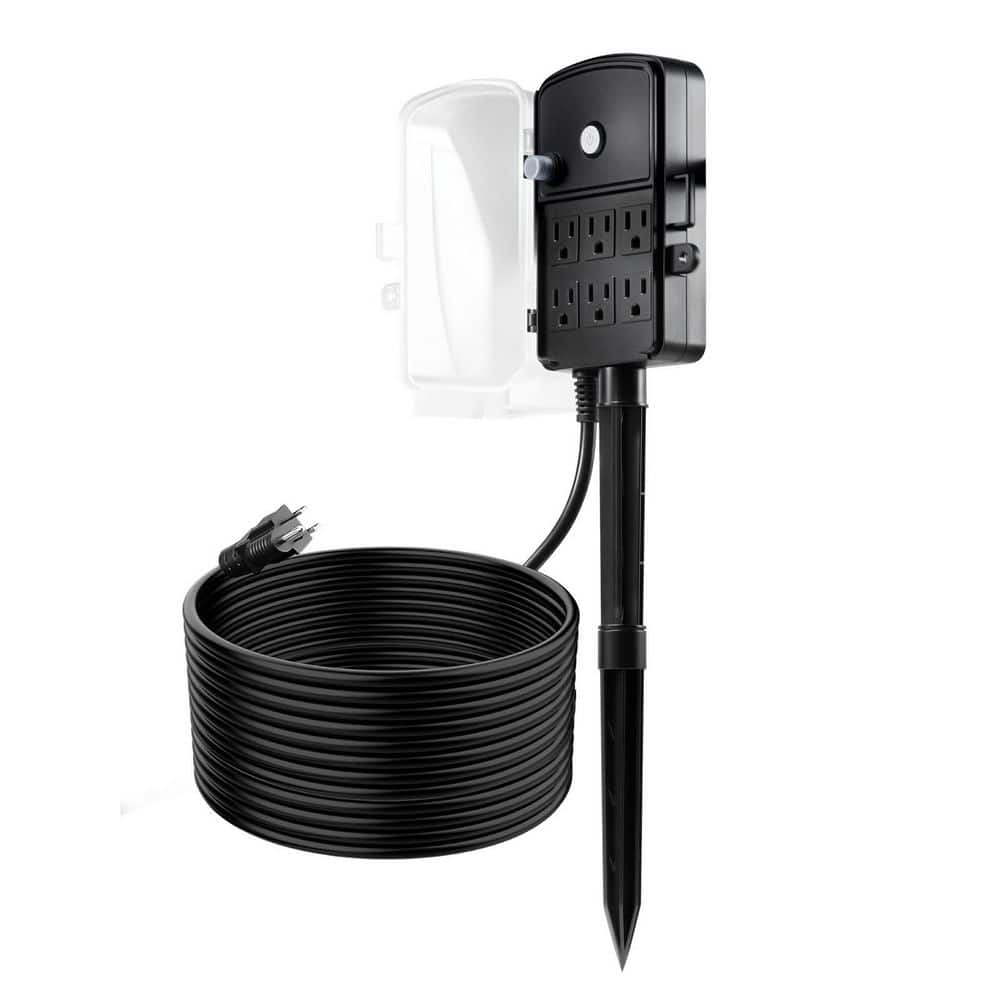 VEVOR Outdoor Power Stake, 25 ft. Extension Cord, Weatherproof Power ...