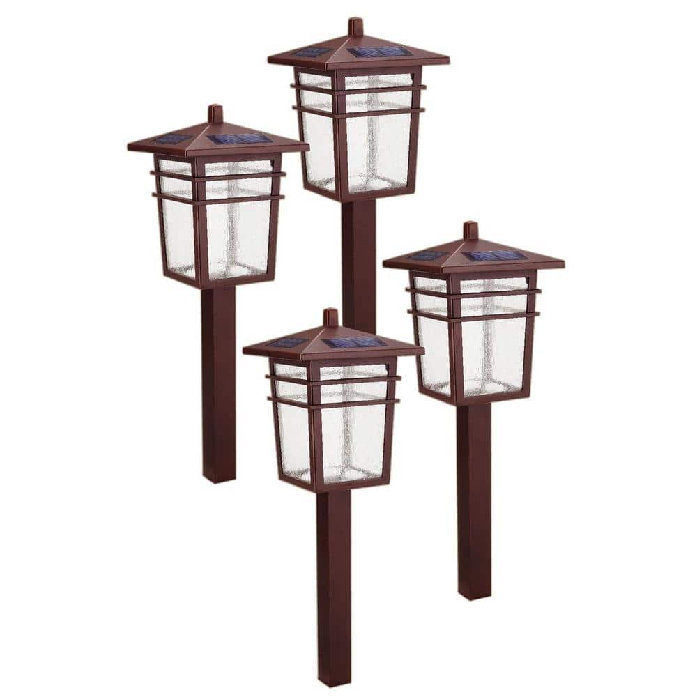 Hampton Bay Solar Bronze Outdoor Integrated LED Square Mission ...