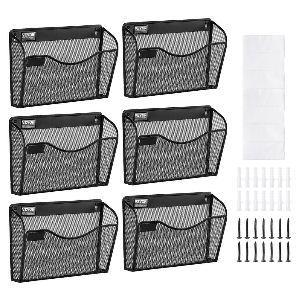 VEVOR File Wall Rack, 6-Piece 1 Pocket Mesh Wall File Holder, Wall ...