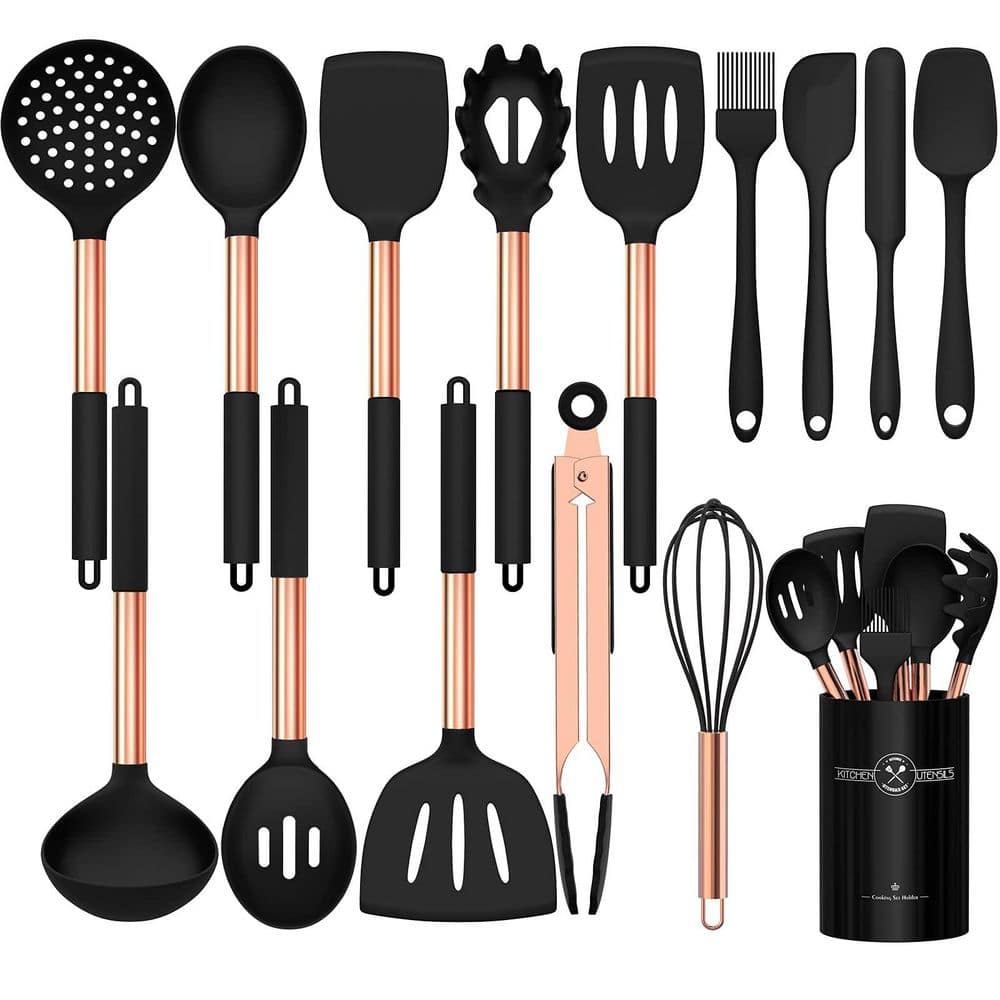 Wudkey 15-Piece Silicone Cooking Kitchen Utensils Set, Non-Stick ...