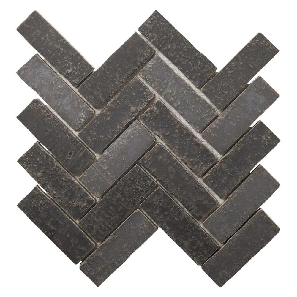 Ivy Hill Tile Creston Charcoal Gray 4 in. x 0.39 in. Herringbone Matte ...