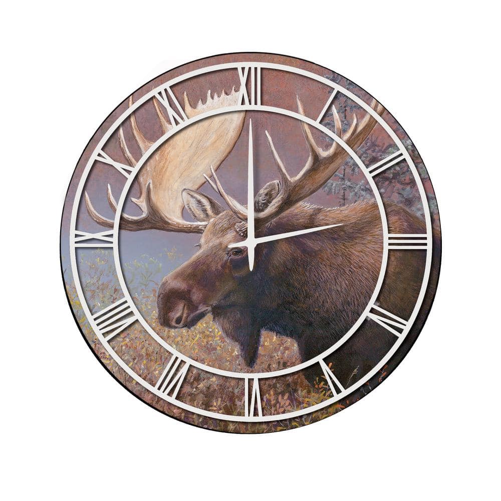 "Chocolate Moose" Full Coverage Art and White Numbers Imaged Wall Clock ...