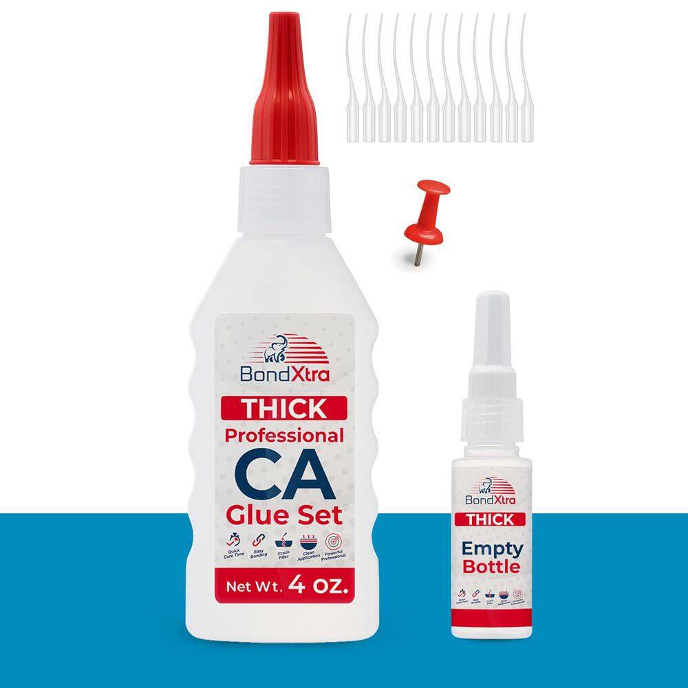 BondXtra BX4 CA Glue Set 4 oz. Thick Viscosity, Premium Super Glue Kit ...
