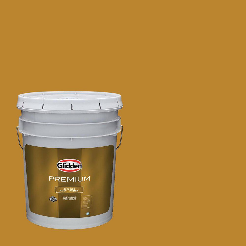 Glidden Premium 5 gal. PPG1208-7 Gothic Gold Satin Exterior Latex Paint ...