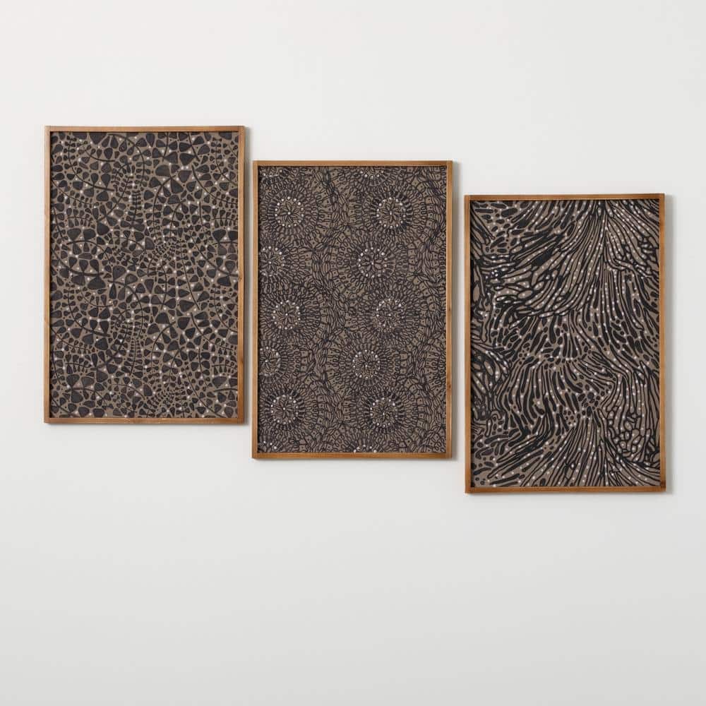 SULLIVANS 16.25 in. x 24 in. Brown Lux Patterned Decorative Sign (Set ...