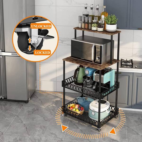 Black metal microwave stand store