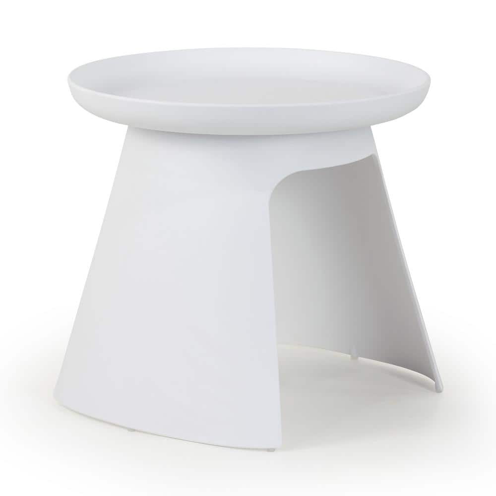 Glamour Home Balius 19.5 in. White Round Plastic End Table GHET-1652 ...