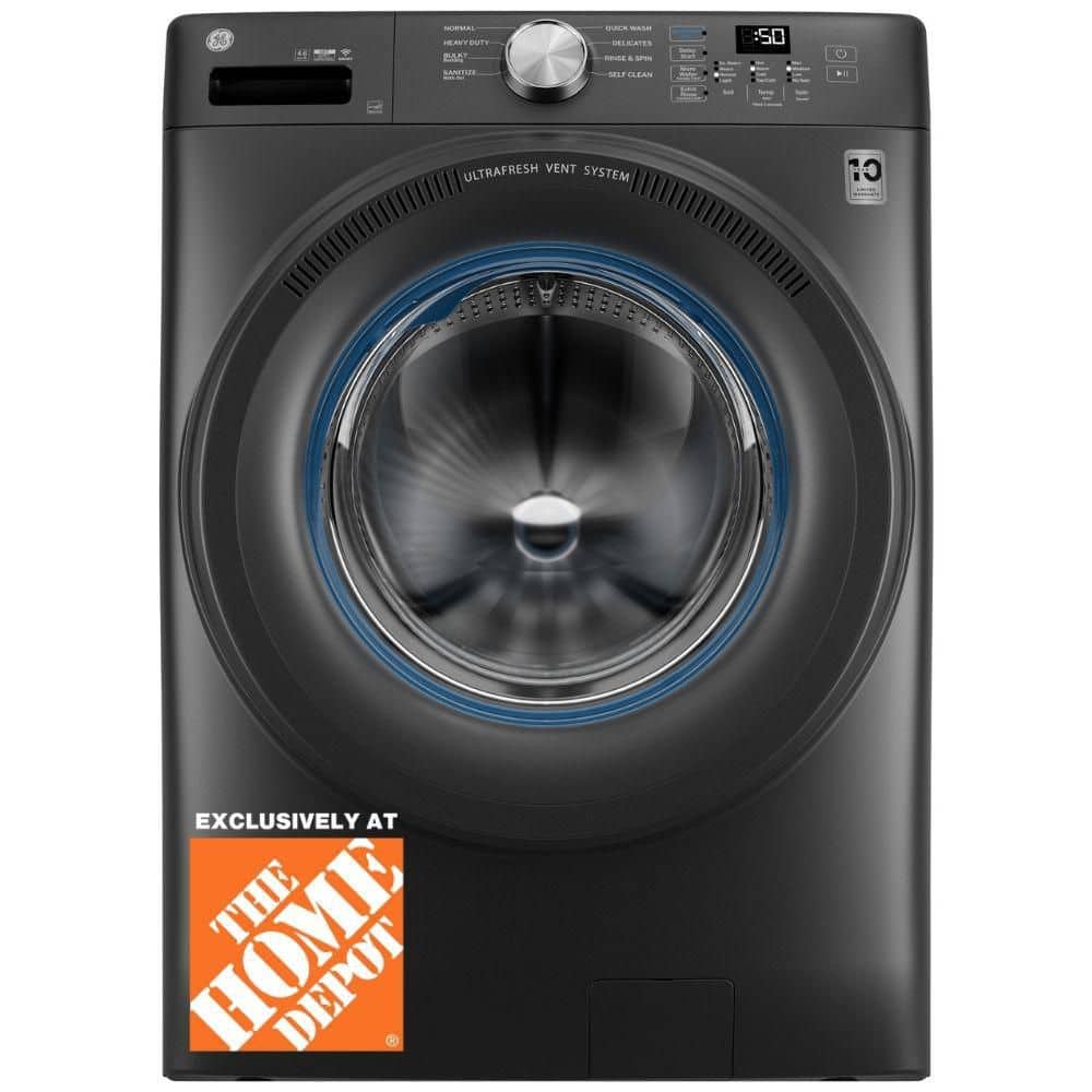 GE 4.6 cu. ft. Capacity Smart Front Load Washer in Carbon Graphite with ...
