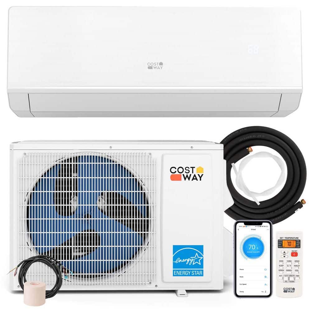 Costway 12000 BTU 24 SEER Ductless Mini Split Heat Pump with 13 ft ...