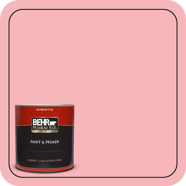 BEHR PREMIUM PLUS 1 qt. #130A-3 Ballerina Pink Flat Exterior Paint ...
