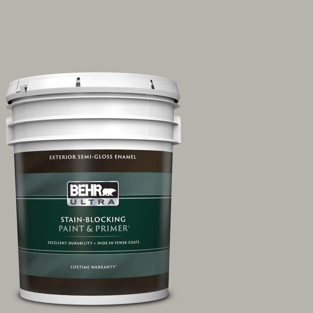 BEHR ULTRA 5 gal. #PPU24-11 Greige Semi-Gloss Enamel Exterior Paint ...