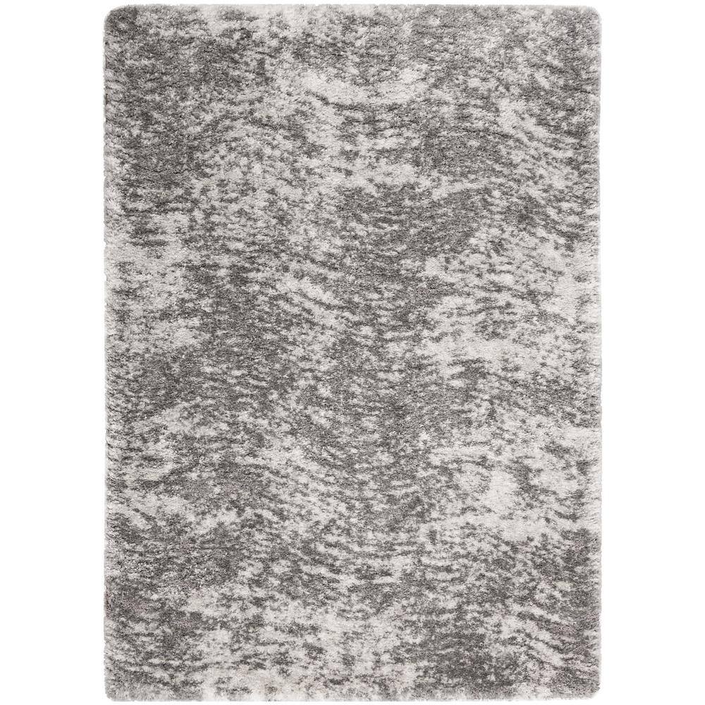 Nourison Dreamy Shag Charcoal Grey 5 ft. x 7 ft. Abstract Contemporary ...